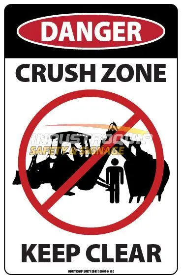 Discover Backhoe Crush Zone Safety Sticker - Durable Sign